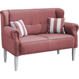 K&uuml;chensofa Home Affaire, B:138cm H:99cm T:73cm, rot, 60% Polyester, 40% Baumwolle, Sofas, "Moro", inkl. 2 Stk. Zierkissen gestreift, verschiedenen