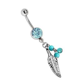 Adelia&acute;s ADELIA ́S Damen Bauchnabelpiercing "Piercing Piercing Bauchnabelpiercing", blau, Chirurgiestahl, Piercings, 316l Stahl Banane - Steinkugel mit Feder