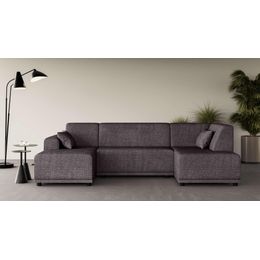 Wohnlandschaft Home Affaire, B:296cm H:80cm T:162cm, grau, 100% Polyester, Sofas, "TAMMO", U-Form