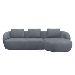 Wohnlandschaft FLEXLUX, B:276cm H:85cm T:146cm, blau, Sofas, "Torino, rund, L-Form, Sofa-Ecke mit Recamiere, Longchair-Sofa", Modernes, organisches