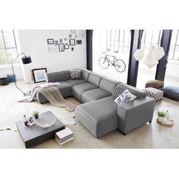 Wohnlandschaft, B:324cm T:195cm, grau, ATLANTIC HOME COLLECTION, Sofas, "Bulky U-Form", in U-Form und XXL Sitzfläche, modular aufgebaut