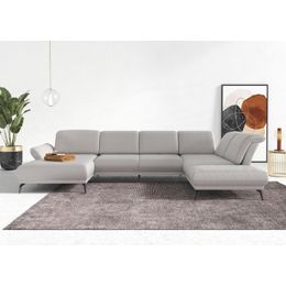 Wohnlandschaft Inosign, B:382cm H:88cm T:242cm, silber, 95% Polyester, 5% Polyamid, Sofas, "Coco U-Form", Sitztiefen-, Arm- und Kopfteilverstellung,