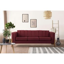 3-Sitzer Home Affaire, B:220cm H:74cm T:88cm, rot, Sofas, "Haki"