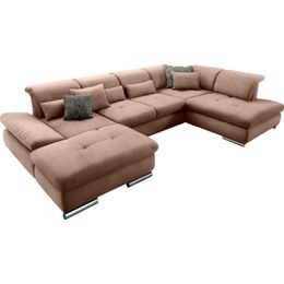 Wohnlandschaft, B:365cm H:80cm T:225cm, braun, SET ONE BY Musterring, Sofas, "SO 4100 komfortable Federkernunterfederung, inkl. Kopfteilverstellung",