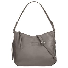 Bruno Banani Damen Shopper, grau, Leder, leicht glänzend, unifarben, Taschen, echt Leder