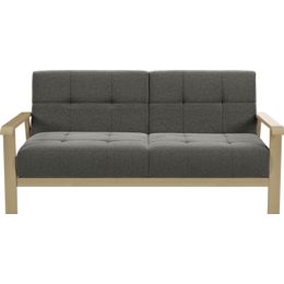 Sit & More 2,5-Sitzer SIT & MORE, B:169cm H:88cm T:106cm, braun, 95% Polyester 5% Polyamid, Sofas, "Billund", Armlehnen aus Buchenholz in natur, verschiedene