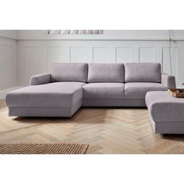 Ecksofa Andas, B:264cm H:80cm T:175cm, grau, Luxus-Microfaser Lederoptik (100% Polyester);Struktur grob (100% Polyester);Samtoptik (100% Polyester),