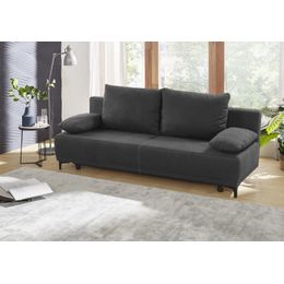Jockenhöfer Schlafsofa, B:196cm T:83cm, grau, JOCKENHÖFER GRUPPE, Korpus: 100% Polyester;Kissen: 100% Polyester, Wohnzimmer, Sofas, "Luigi", praktischer