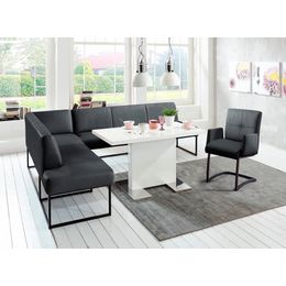 Eckbank, B:197cm H:82cm T:265cm, schwarz, exxpo - SOFA FASHION, Struktur: Webvelour 100% Polyester, Küche, Sitzbänke, "Affogato, hoher Sitzkomfort,