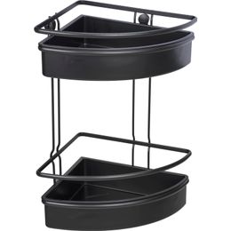 Badregal Wenko, B:30cm H:21,5cm T:35cm, schwarz, Edelstahl, Kunststoff, Regale, "Molinella", Eckregal, 2 Etagen