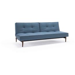 Schlafsofa, B:210cm H:79cm T:96cm, blau, INNOVATION LIVING , Luxus-Microfaser Vintagelook (100% Polyester);NaturLEDER (echtes Rindsleder),
