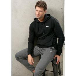Herren Hoodie, BENCH. LOUNGEWEAR, Gr. 44, schwarz, angeraute Sweatware, Obermaterial: 60% Baumwolle, 40% Polyester, unifarben, Basic, Sweatshirts,