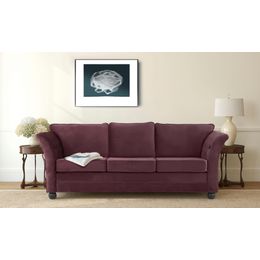 3-Sitzer Home Affaire, B:226cm H:87cm T:89cm, rot, Spaltleder;Kunstleder SOFTLUX;NaturLEDER (echtes Rindsleder), Sofas, "Pajero", mit Knopfheftung an