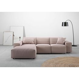 Ecksofa Andas, B:264cm H:71cm T:191cm, rosa, 12% Polyaxryl, 88% Polyester, Wohnzimmer, Sofas, "Glimminge L-Form auch in Breitcord, Feincord + Easy