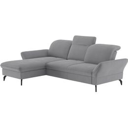 Sit & More Ecksofa SIT & MORE, B:267cm H:88cm T:200cm, grau, 100% Polyester, Wohnzimmer, Sofas, "Leandro L-Form", Wahlweise mit Bett-, Kopfteil - und