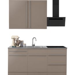 Wiho-K&uuml;chen K&uuml;che WIHO K&Uuml;CHEN, B:180cm T:60cm, braun, Komplettk&uuml;chen-Sets, "Chicago", wahlweise mit E-Ger&auml;ten, Breite 180 cm