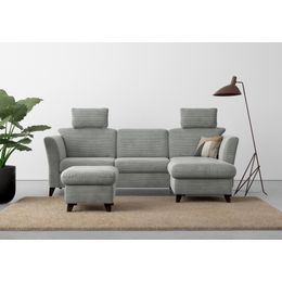 Ecksofa Home Affaire, B:249cm H:86cm T:162cm, silber, 100% Polyester, Wohnzimmer, Sofas, "Trelleborg L-Form", wahlweise mit Bettfunktion und