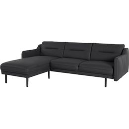 Ecksofa Andas, B:239cm H:81cm T:166cm, schwarz, Struktur weich (100% Polyester);Luxus-Microfaser Lederoptik (100% Polyester);100% NaturLEDER,