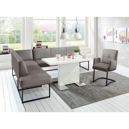 Eckbank, B:197cm H:82cm T:265cm, braun, exxpo - SOFA FASHION, Struktur: Webvelour 100% Polyester, Küche, Sitzbänke, "Affogato, hoher Sitzkomfort,
