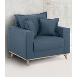 Sessel Home Affaire, B:95cm H:74cm T:84cm, blau, Webstoff (100% Polyester);Baumwollmix (50% Baumwolle, 50% Polyester);Baumwollmix (50% Baumwolle, 50%