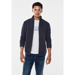 Street One MEN Herren Sweatjacke, blau, Gr. M, unifarben, Web, 80% Baumwolle, 20% Polyester, Sweatjacken, mit Stehkragen