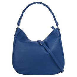Samantha Look Damen Henkeltasche, blau, Leder, leicht gl&auml;nzend, unifarben, Taschen, echt Leder, Made in Italy