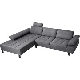 Ecksofa Alina, B:270cm H:103cm T:223cm, grau, Struktur fein XBO (100% Polyester), Wohnzimmer, Sofas, "Royce", inklusive Sitztiefenverstellung, 270 cm