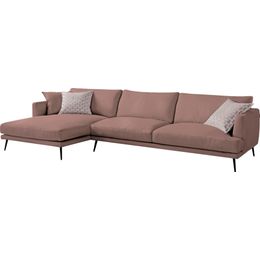Ecksofa Egoitaliano, B:274cm H:77cm T:154cm, rosa, Leder NUVOLE (Echtes Rindsleder). Halbnatürliches, halbnarbiges Rindsleder mit einer natürlichen