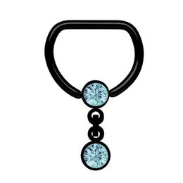 Adelia&acute;s ADELIA ́S Damen Brustwarzenpiercing "Piercing Brustpiercing", blau, Stahl, Piercings, Stahl D-Ring BCR PVD schwarz mit Kette