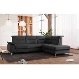 Sit & More Ecksofa SIT & MORE, B:256cm H:91cm T:225cm, grau, 100% Polyester, Wohnzimmer, Sofas, "Astoria L-Form", wahlweise mit motorischer Relaxfunktion