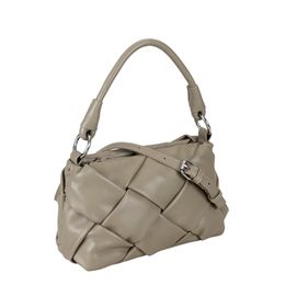Damen Schultertasche "Giorgia", Collezione Alessandro, grau, Polyurethan (PU), Taschen, Elegante Flechttasche mit Trageriemen