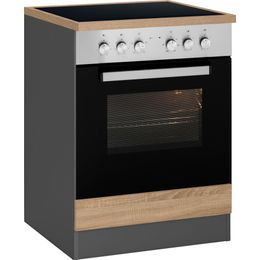 Herdumbauschrank KOCHSTATION, B:60cm H:85cm T:60cm, grau, Spanplatte, Schr&auml;nke, "KS-Gera", Breite 60 cm