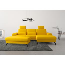 Sit & More Ecksofa SIT & MORE, B:283cm H:88cm T:175cm, gelb, Wohnzimmer, Sofas, "Cinturo L-Form", inklusive Sitztiefenverstellung und Federkern, Sitzhöhe 45 cm