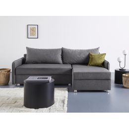 Ecksofa Collection AB, B:218cm T:141cm, grau, 100% Polyester, Wohnzimmer, Sofas, "Sunny L-Form", inkl. Bettfunktion und Bettkasten