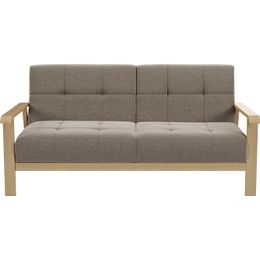 Sit & More 2,5-Sitzer SIT & MORE, B:169cm H:88cm T:106cm, braun, 95% Polyester 5% Polyamid, Sofas, "Billund", Armlehnen aus Buchenholz in natur, verschiedene