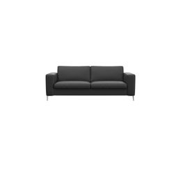 2,5-Sitzer FLEXLUX, B:196cm H:85cm T:92cm, schwarz, 100% Echteder, Sofas, "Fiore, super Sitzkomfort durch Kaltschaum im Sitz", breite Armlehnen, Füße