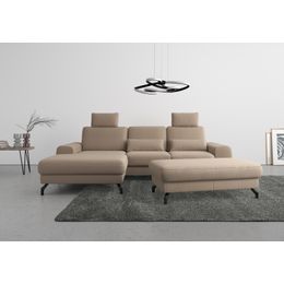 Sit & More Ecksofa SIT & MORE, B:283cm H:88cm T:175cm, grau, Wohnzimmer, Sofas, "Cinturo L-Form", inklusive Sitztiefenverstellung und Federkern, Sitzhöhe 45 cm