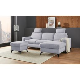 Ecksofa Places of Style, B:250cm H:88cm T:162cm, silber, Struktur imprägniert - feucht abwischbar (100% Polyester);Struktur Flausch (90% Polyester,