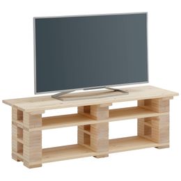 Lowboard Home Affaire, B:120cm H:40cm T:38cm, beige, Sideboards, "Pinus", Kommode im angesagten Palettendesign