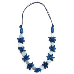 Damen Lange Kette "Edith", blau, Basic, Collezione Alessandro, Holz, Halsketten, mit Holzperlen
