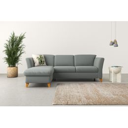 Ecksofa Home Affaire, B:249cm H:86cm T:162cm, grau, 100% Polyester, Wohnzimmer, Sofas, "Trelleborg L-Form", Federkern-Polsterung, wahlweise mit