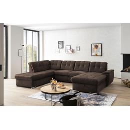 Wohnlandschaft, B:340cm H:92cm T:248cm, braun, exxpo - SOFA FASHION, Sofas, "Durango, aufwendige Sitz- und Rückenverarbeitung, bequem, U-Form", inkl.