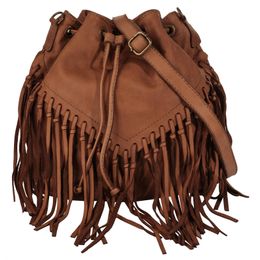 Samantha Look Damen Shopper, braun, Leder, unifarben, Taschen, echt Leder, Made in Italy