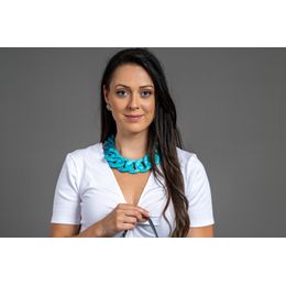 Damen Kette mit Anh&auml;nger "Milano", blau, Basic, Collezione Alessandro, PTFE-Kunststoff, Halsketten, mit mattem und gl&auml;nzendem Finish