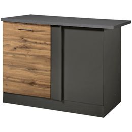 Eckunterschrank KOCHSTATION, B:110cm H:85cm T:60cm, grau, Holzwerkstoff, MDF, Küche, Schränke, "KS-Trier", für Stauraum in der Ecke