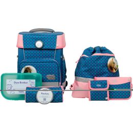 School-Mood Jungen Schulranzen "Champion, Mila (Pferd)", blau, Polyester, Rucksäcke, aus recyceltem Material