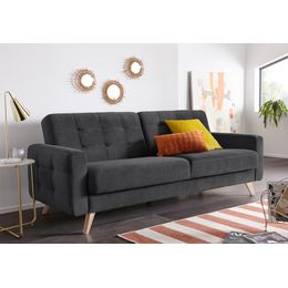 3-Sitzer, B:222cm H:87cm T:89cm, grau, exxpo - SOFA FASHION, Samtvelours (100% Polyester);Webvelours (100% Polyester), Sofas, "Nappa, kompakt und
