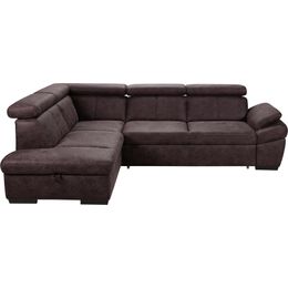 Ecksofa, B:268cm H:77cm T:204cm, braun, exxpo - SOFA FASHION, NaturLeder;Primabelle-Microfaser (100% Polyester);Luxus-Kunstleder, Wohnzimmer, Sofas,