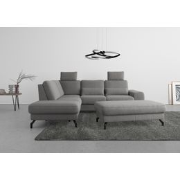 Sit & More Ecksofa SIT & MORE, B:260cm H:88cm T:226cm, grau, Wohnzimmer, Sofas, "Cinturo L-Form", inklusive Sitztiefenverstellung und Federkern, Sitzhöhe 45 cm