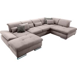 Wohnlandschaft, B:365cm H:80cm T:225cm, grau, SET ONE BY Musterring, Sofas, "SO 4100 komfortable Federkernunterfederung, inkl. Kopfteilverstellung",